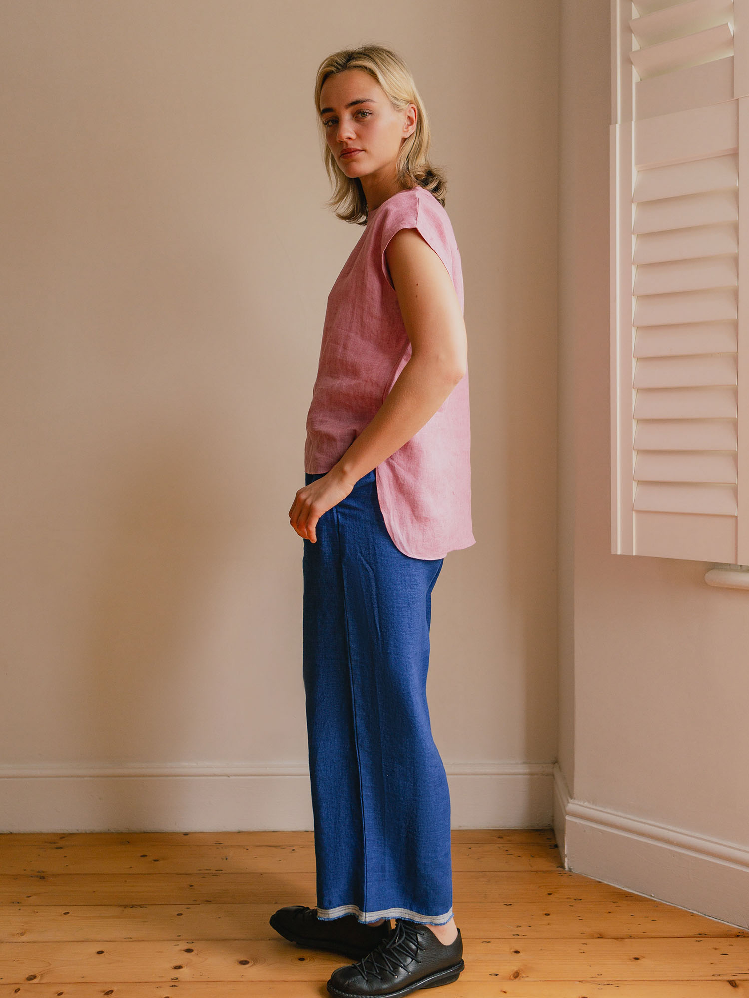Linen Straight-Leg Trousers – Indigo - Raw Ecoproject