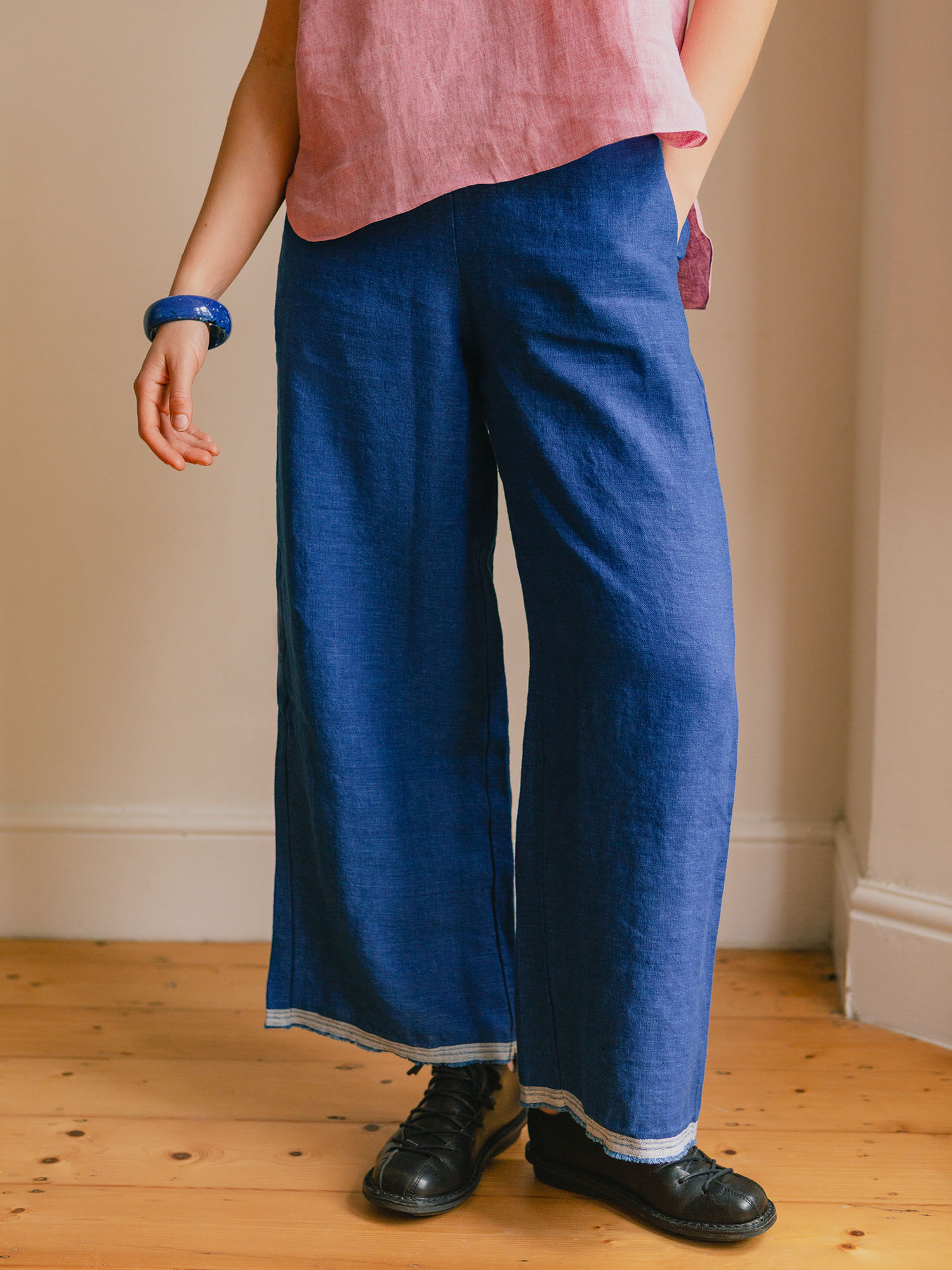 Linen Straight-Leg Trousers – Indigo - Raw Ecoproject