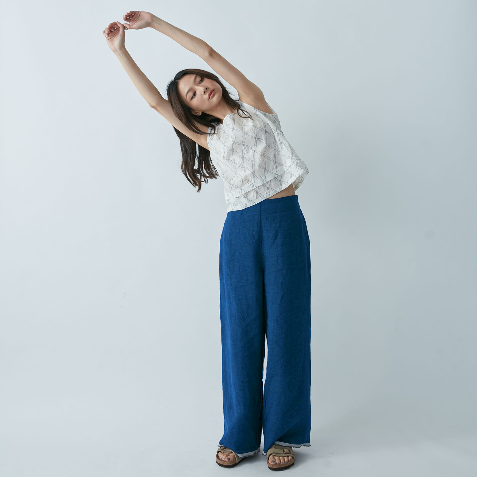 Linen Straight-Leg Trousers – Indigo - Raw Ecoproject