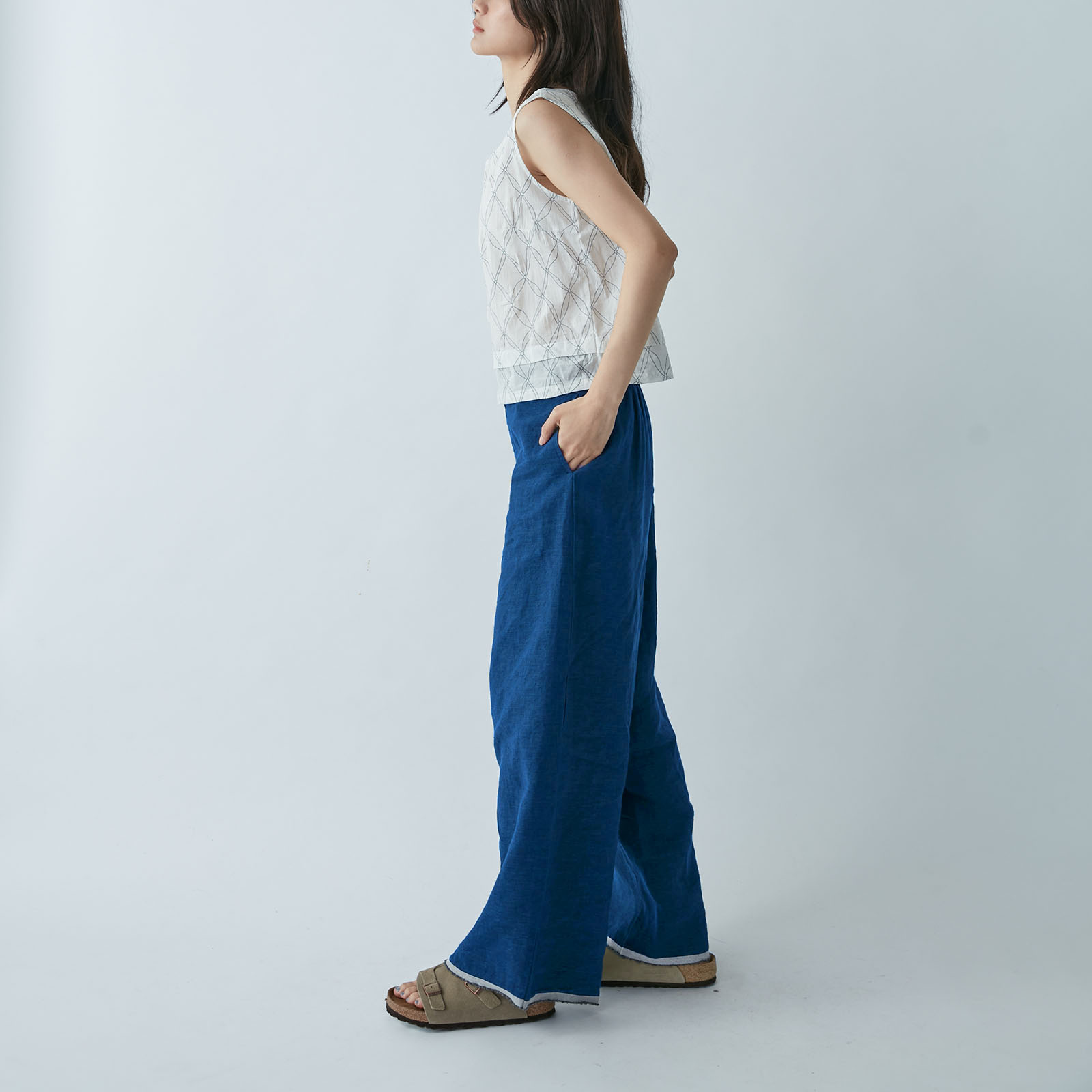 Linen Straight-Leg Trousers – Indigo - Raw Ecoproject